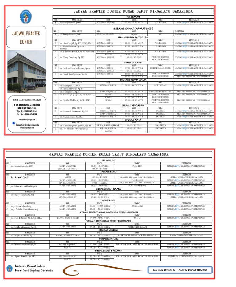 Leaflet Jadwal Dokter RSD PDF | PDF