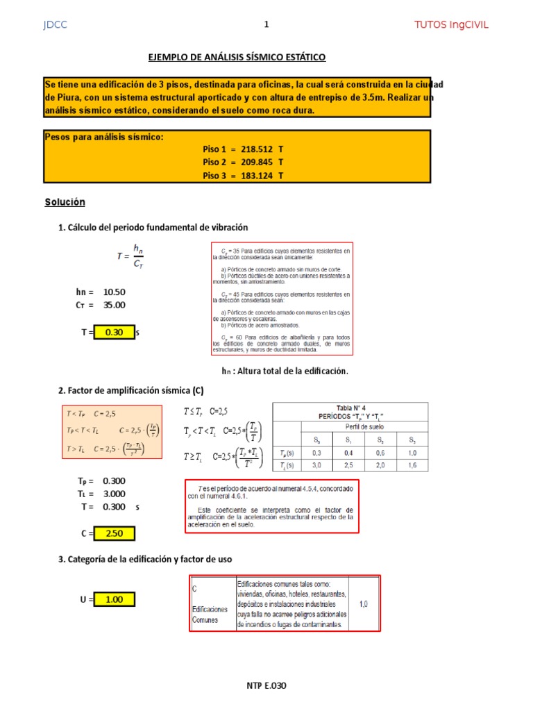 Analisis Sismico Estatico NTP E.030 Actualizada 2017 | PDF | Ajedrez | Juegos y actividades