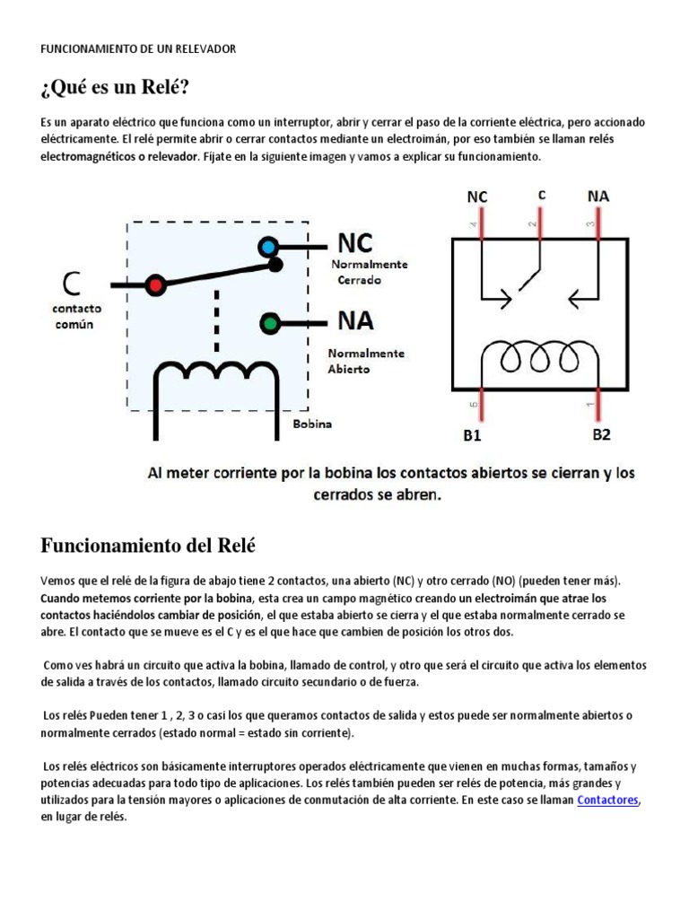 Funcionamiento de Un Relevador | PDF | Relé | Electromagnetismo