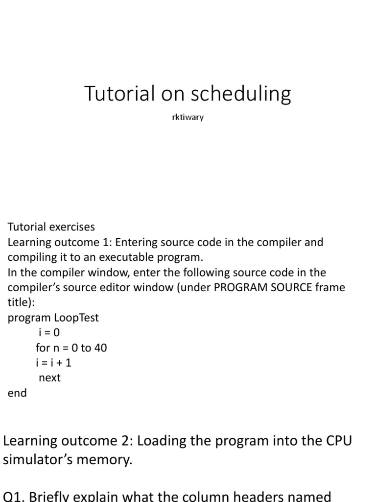 Tutorial On Scheduling | PDF | Scheduling (Computing) | Software