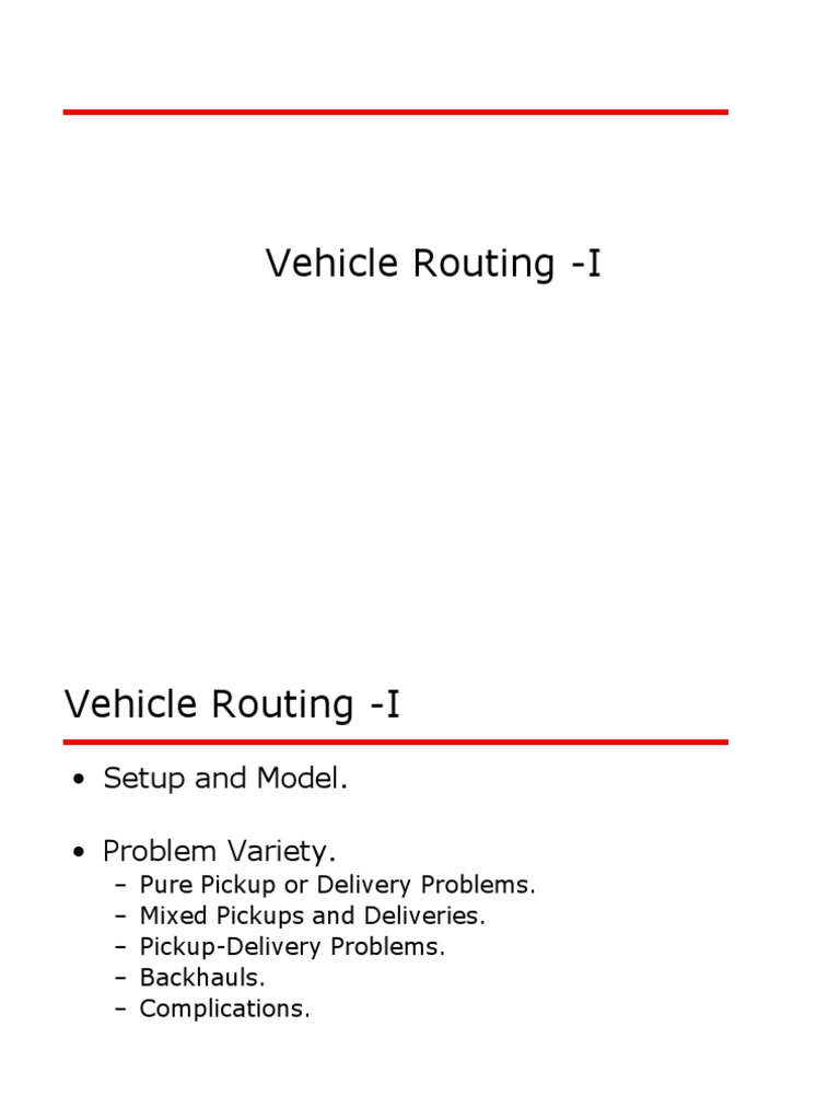 Lecture 17 Vehicle Routing Problem Lecture Pdf Areas Of Computer 4910