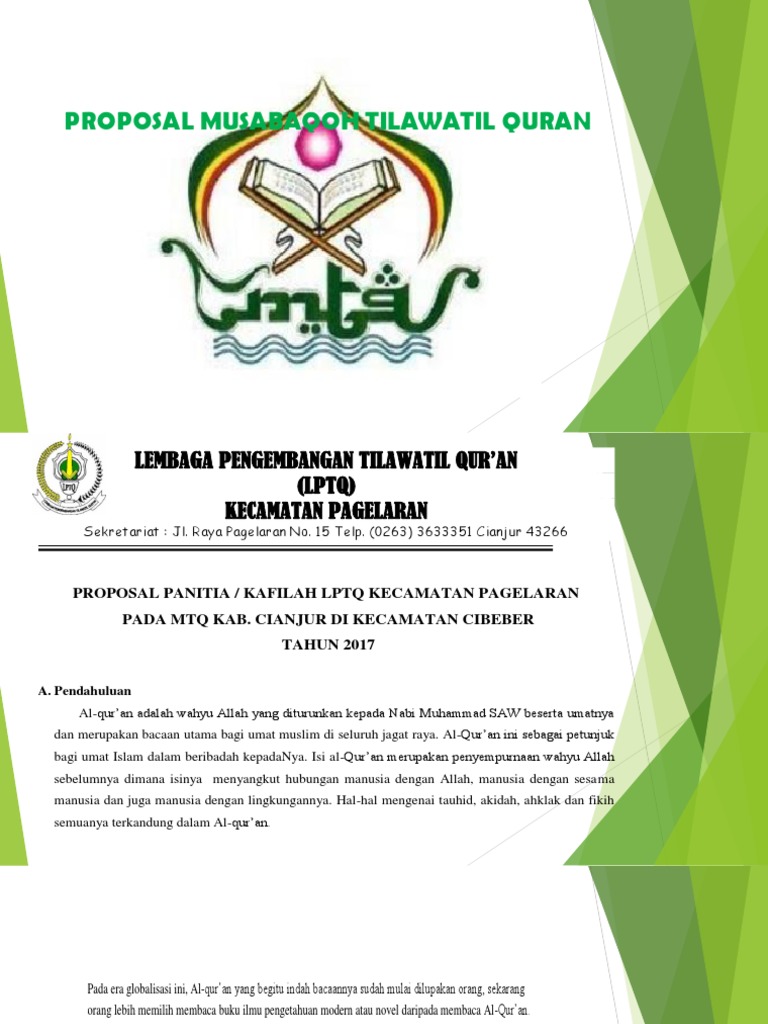 Proposal MTQ LPTQ Pagelaran 2017 | PDF