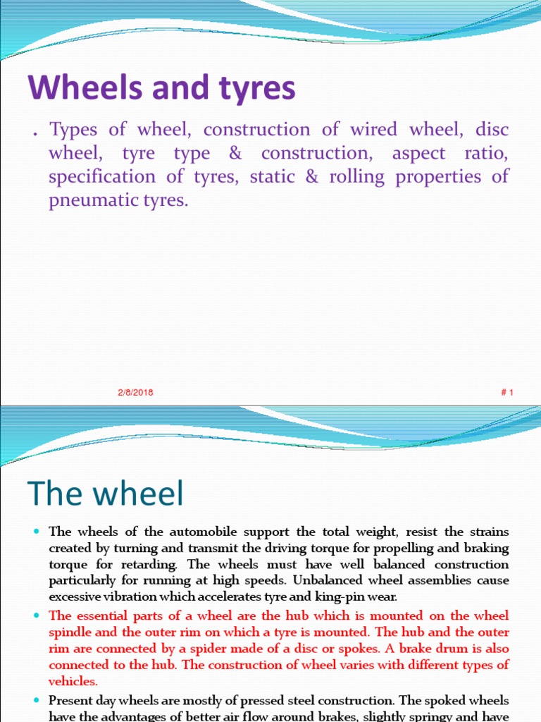 Wheels and Tyres: - Types of Wheel, Construction of Wired Wheel, Disc ...