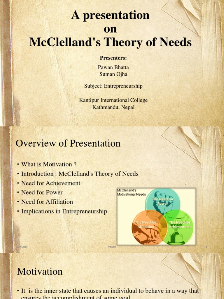 McClelland's Theory of Needs - PWN | PDF | Entrepreneurship | Motivation