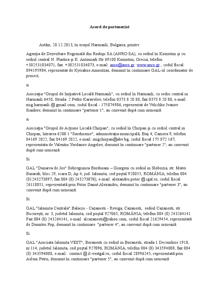 Acord de Cooperare Romana | PDF