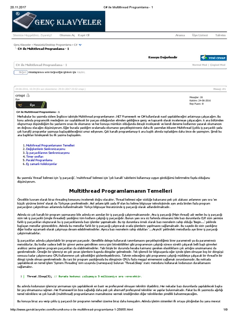 C# Ile Multithread Programlama - 1 | PDF