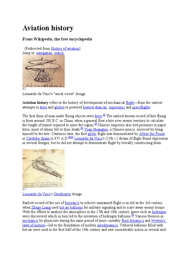 Aviation History: From Wikipedia, The Free Encyclopedia | PDF | Wright ...