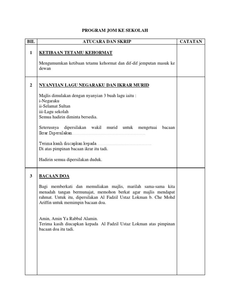 Program Back To School Pdf