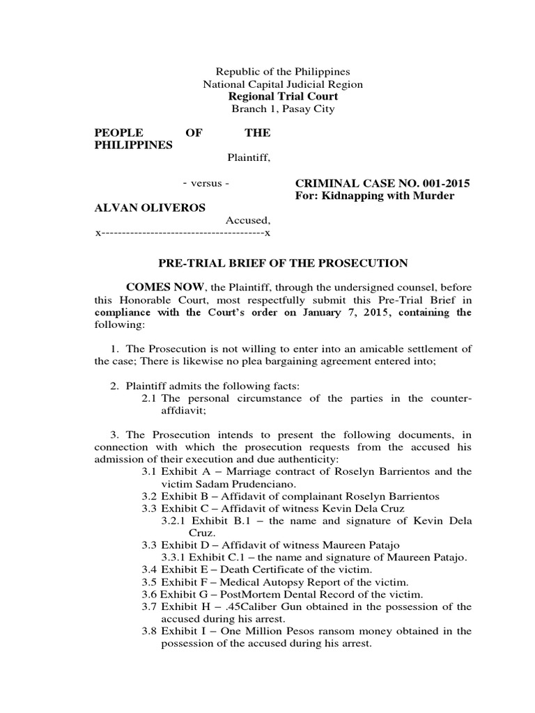 Pre-Trial-Brief-Prosecution | PDF | Prosecutor | Witness