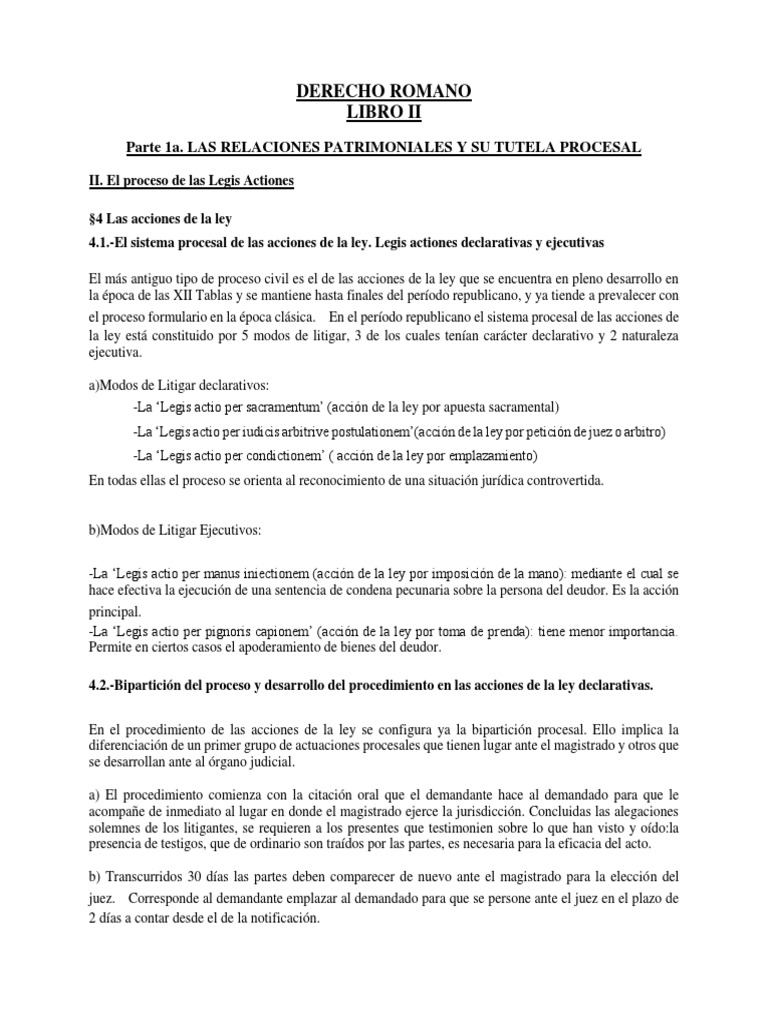 El sistema procesal de las acciones de la ley y el origen del ...