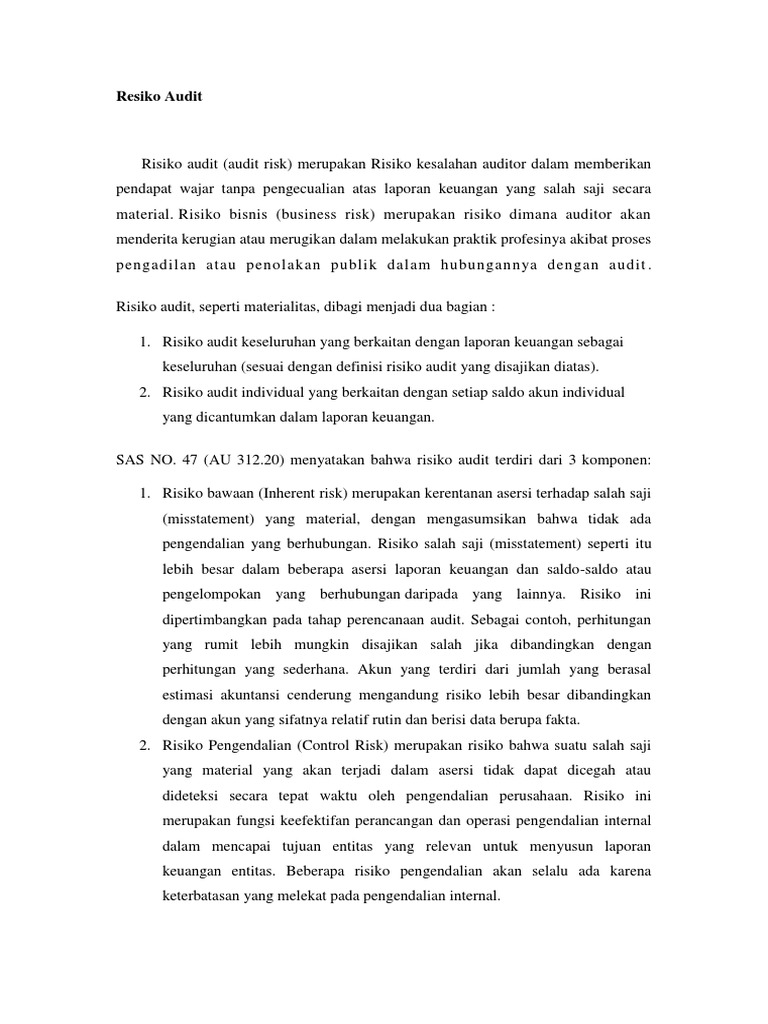 Resiko Audit | PDF | Karier & Perkembangan | Pengelolaan Keuangan & Uang