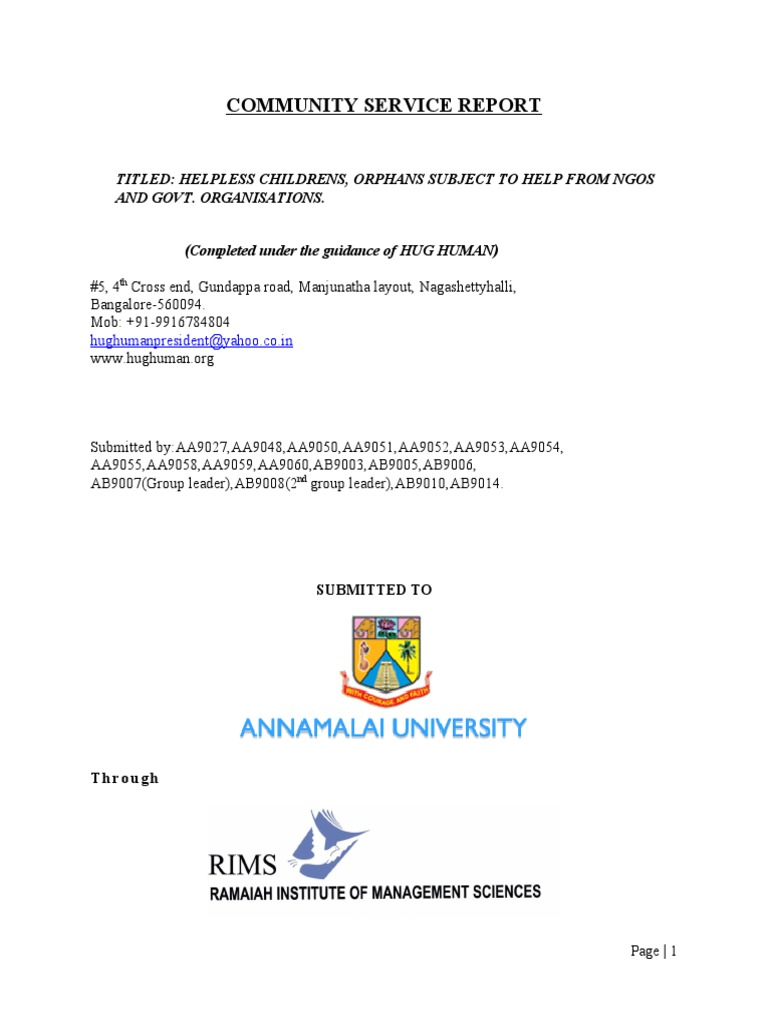 Community Service Report Ankit | PDF | Public Finance | Non ...