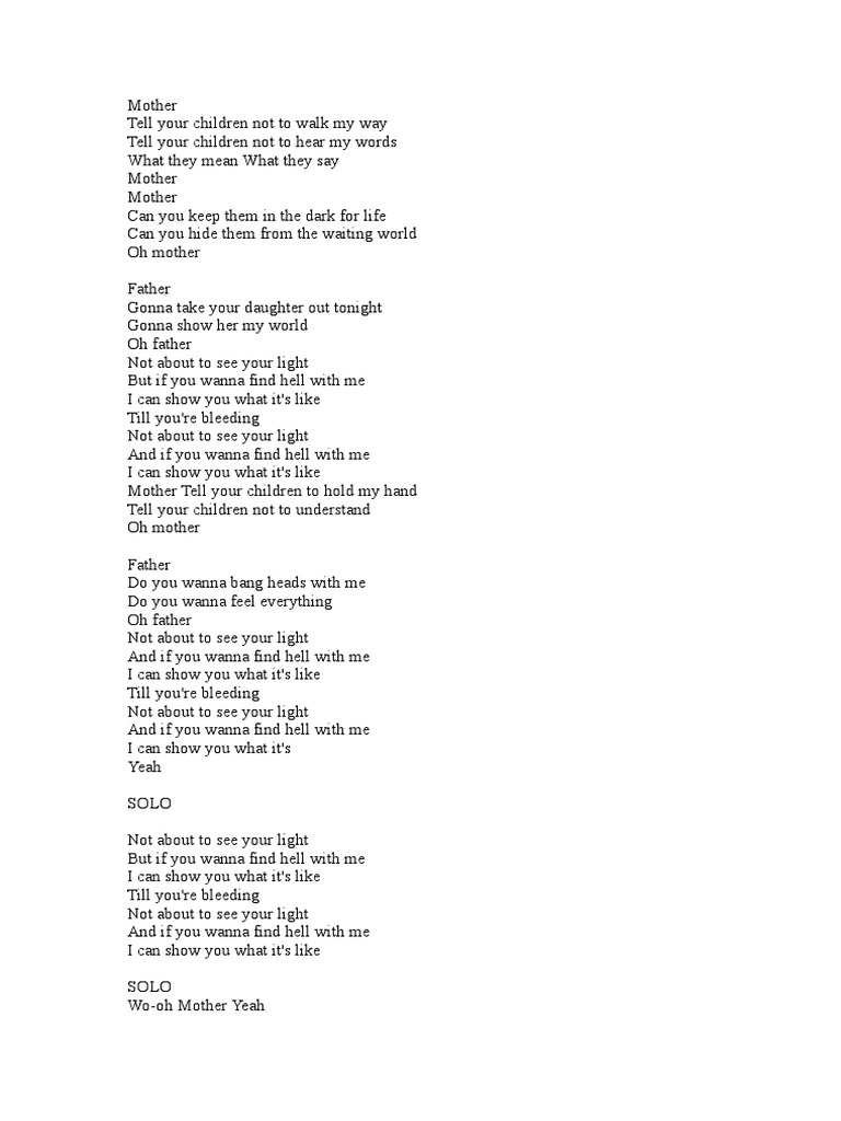 Danzig - Mother LYRICS | PDF