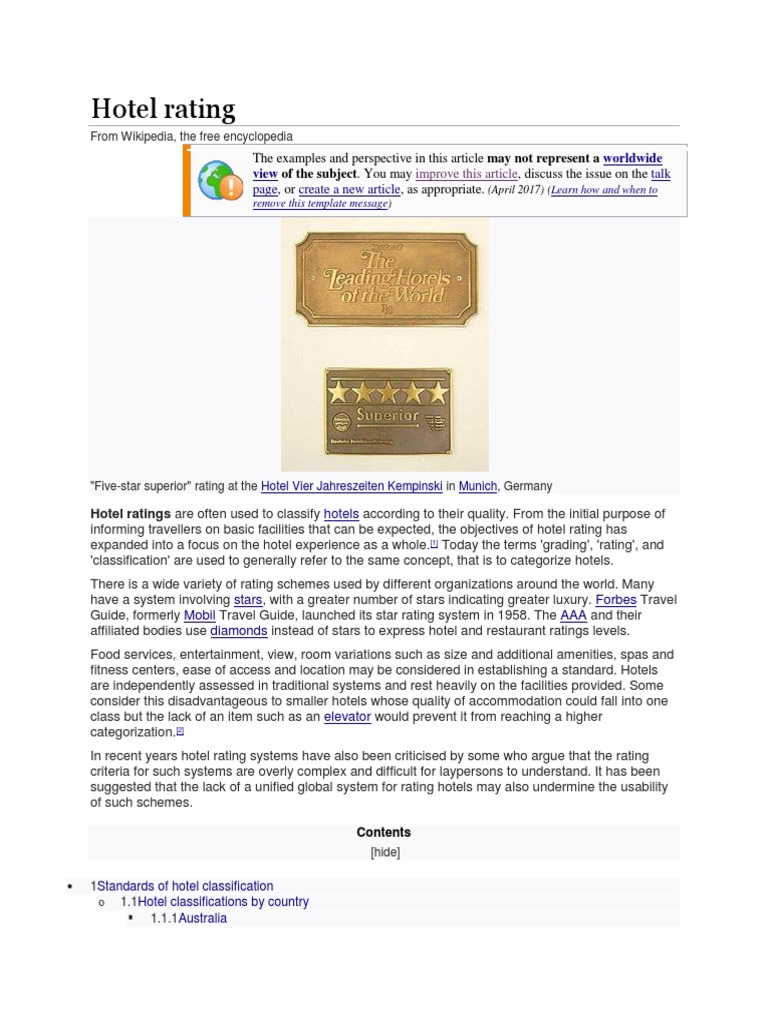 Hotel Rating | PDF | Hospitality Industry | Tourism