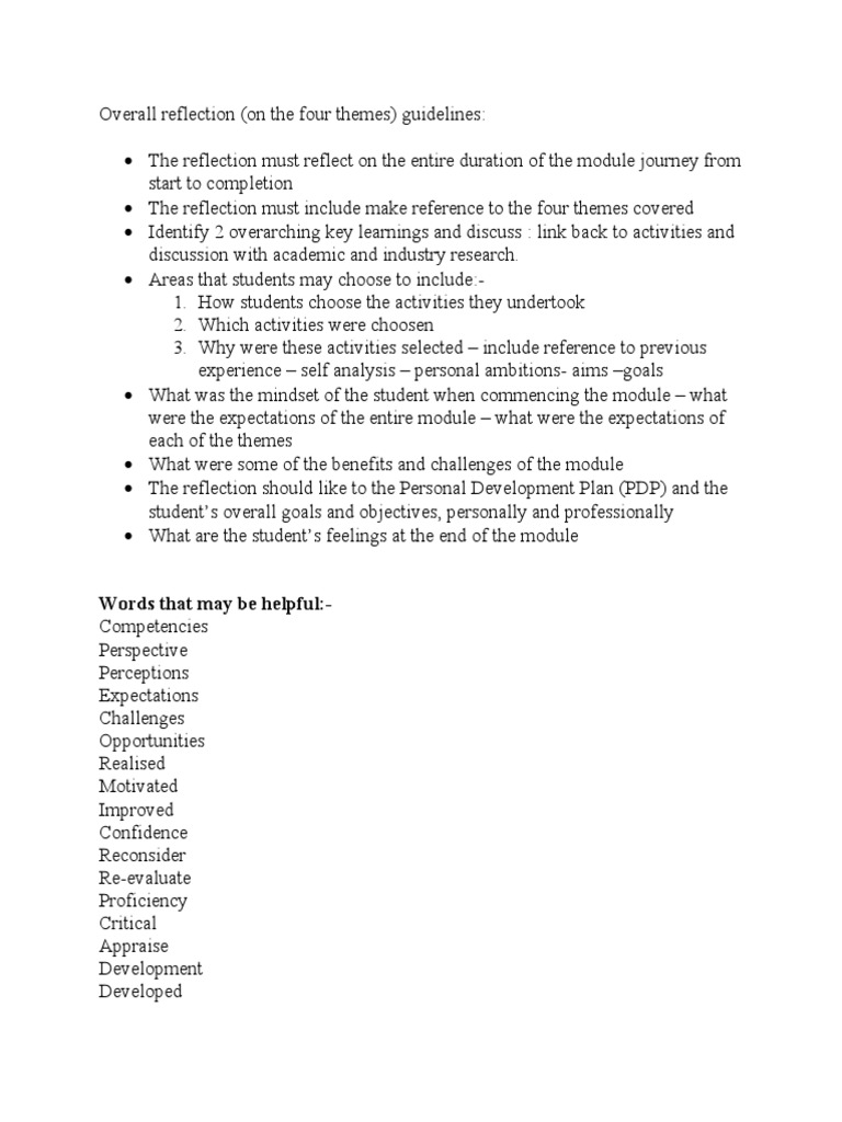 Overall Reflection Guidelines | PDF