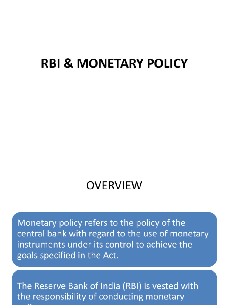 Rbi & Monetary Policy | Open Market Operation | Monetary Policy