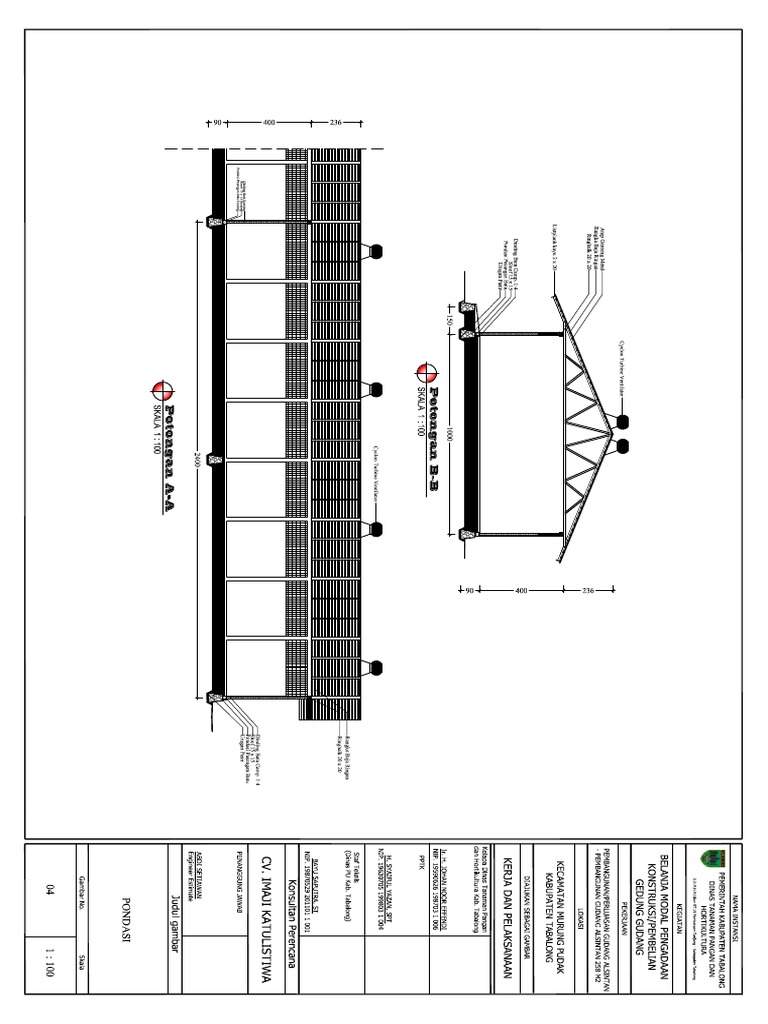 Potongan Gudang 24m X 10m | PDF