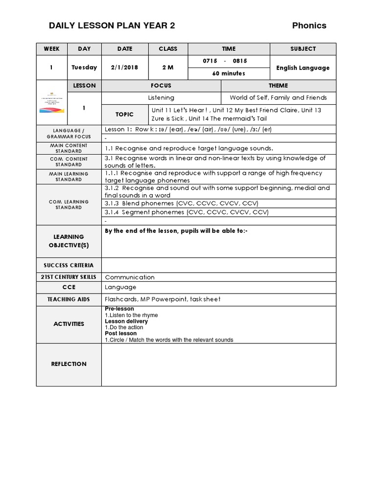 Year 2 Phonics 2018(1) 2 | Phonics | Lesson Plan
