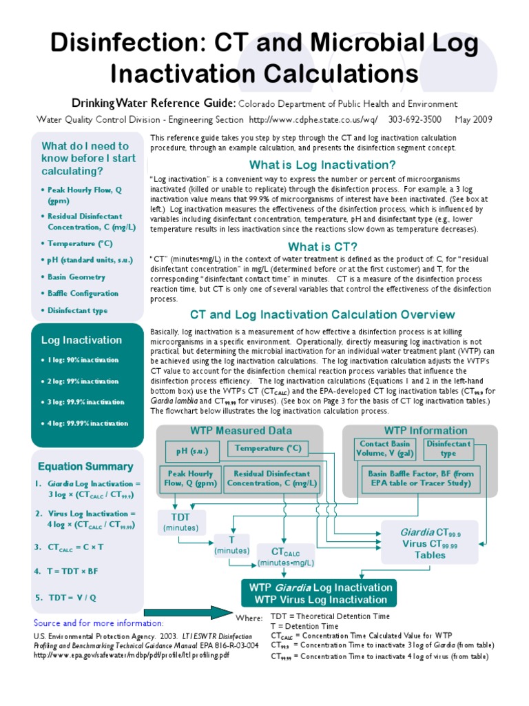 Log Inactivation Calculation Guide | PDF | Disinfectant | Water ...