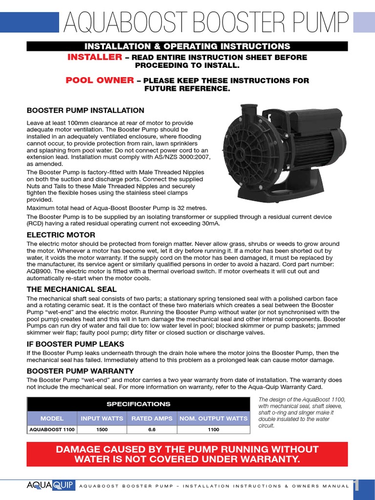 AquaBoost Install 0217 | PDF | Pump | Manufactured Goods