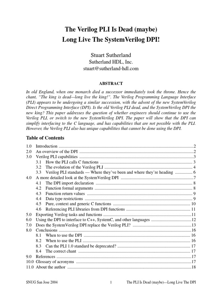 The Verilog Pli Is Dead (Maybe) Long Live The Systemverilog Dpi! | PDF | C (Programming Language ...