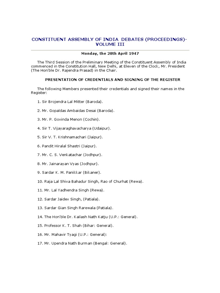Constituent Assembly of India Debates (Proceedings) - : Monday, The ...