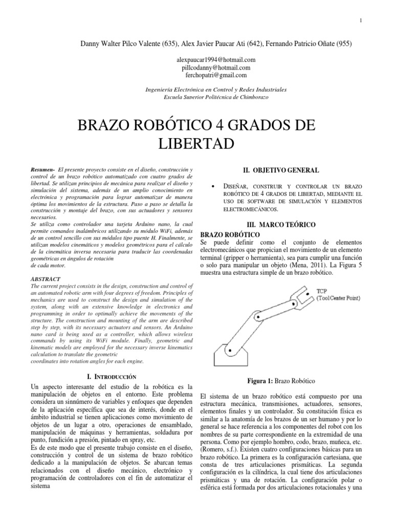 Paper Brazo Robotico | PDF | Matriz (Matemáticas) | Robot