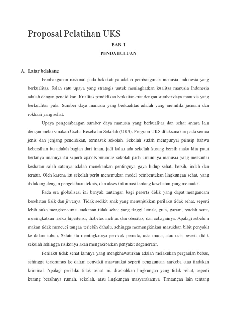 Proposal Pelatihan UKS | PDF