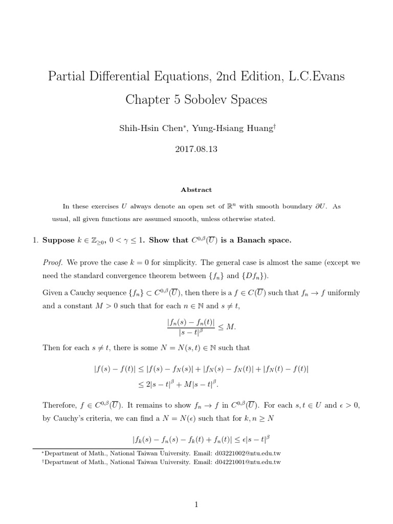 Evans PDE Solution Chapter 5 Sobolev PDF | PDF | Mathematical Relations | Functions And Mappings