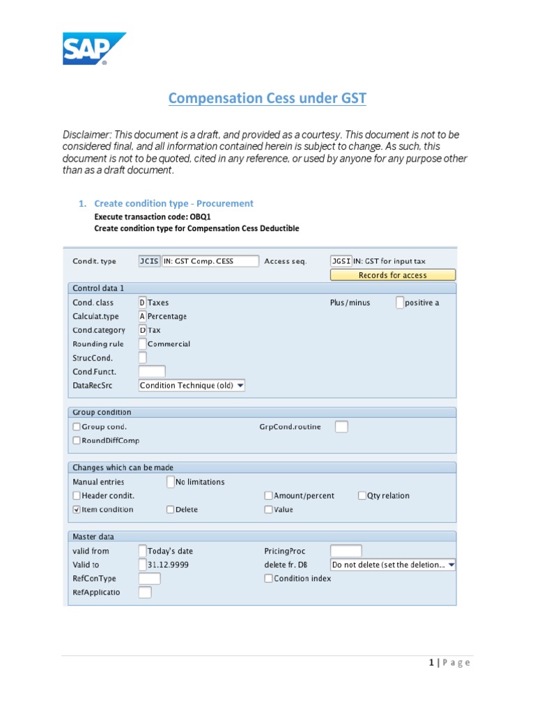 Compensation Cess Config PDF | PDF