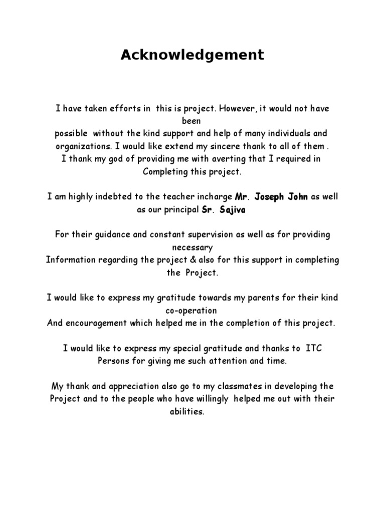 Acknowledgement | PDF | Gratitude