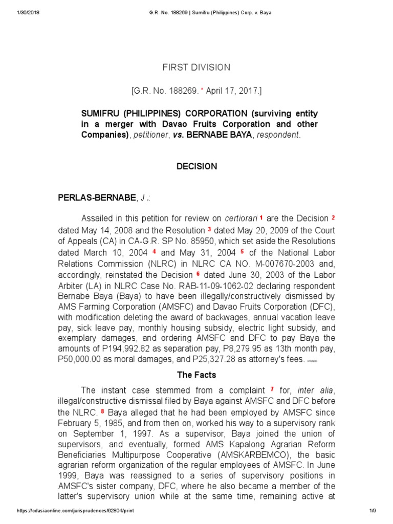 Sumifru Corp. vs. Baya: Dismissal Case | PDF | Corporations | Certiorari