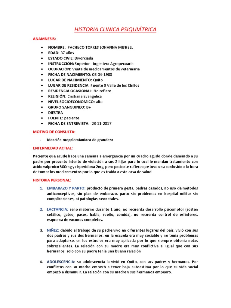 HISTORIA-CLINICA-PSIQUI - TRICA - Docx Filename UTF-8''HISTORIA-CLINICA-PSIQUIÁTRICA | PDF ...