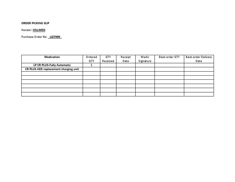 Pharmacy Order Picking Slip Pou27999 | PDF | Business