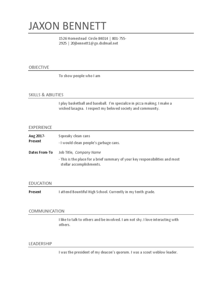Jaxon Bennett Resume | PDF