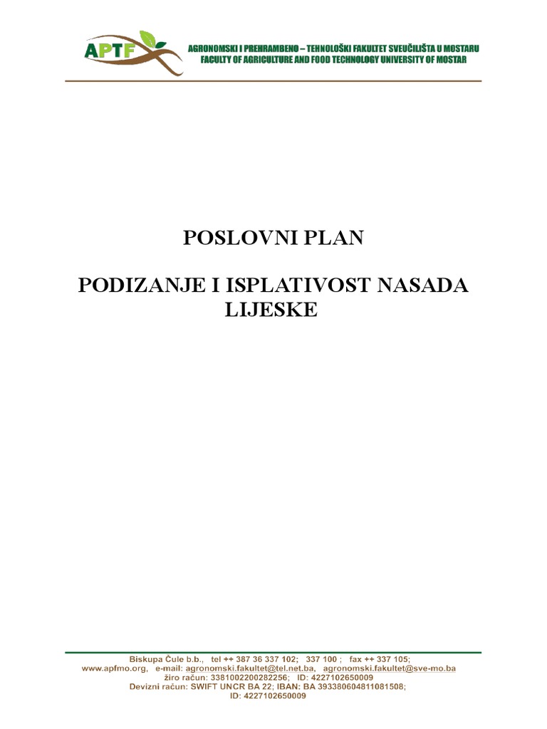 Poslovni Plan - Lijeska | PDF