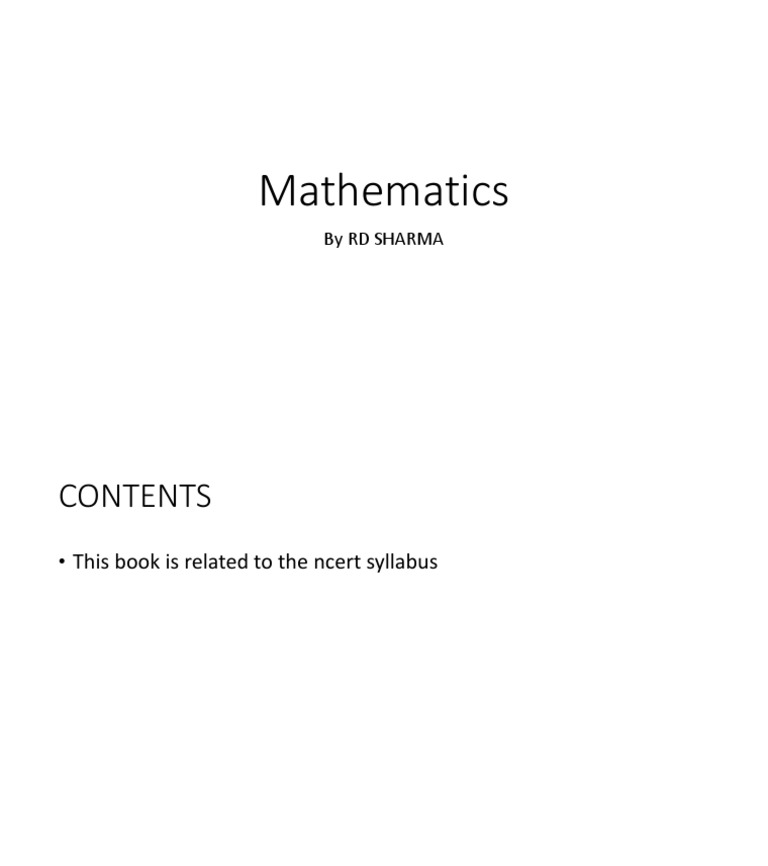 Mathematics RD Sharma | PDF
