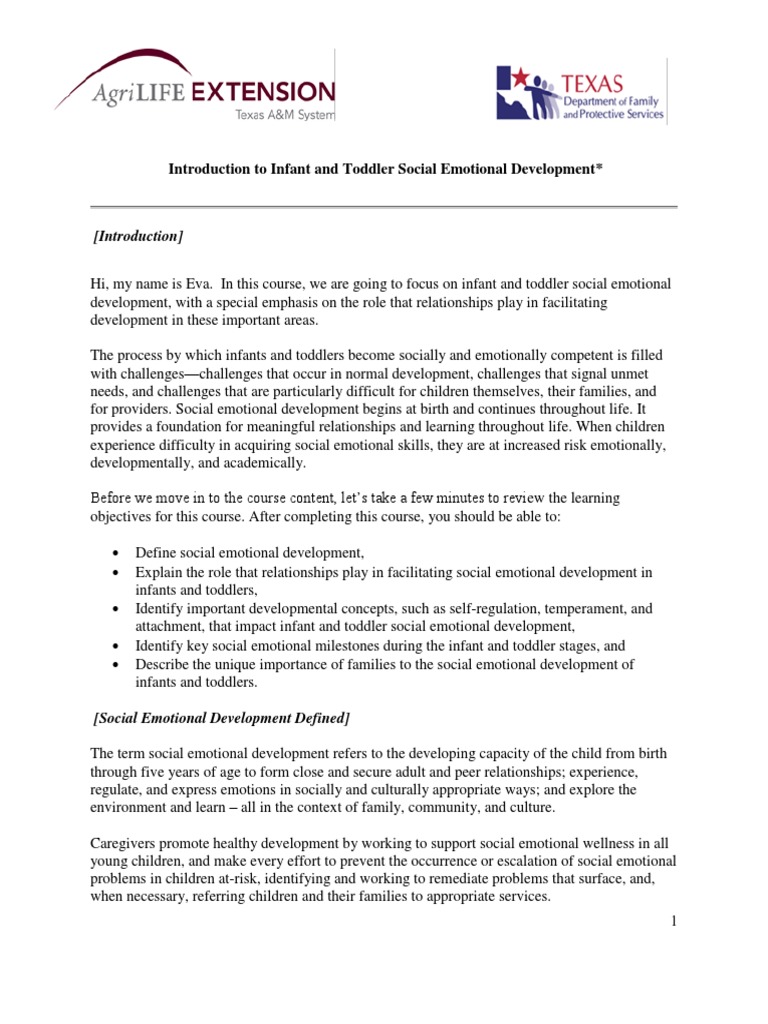 Intro Social Emotional Script | PDF | Attachment Theory | Temperament