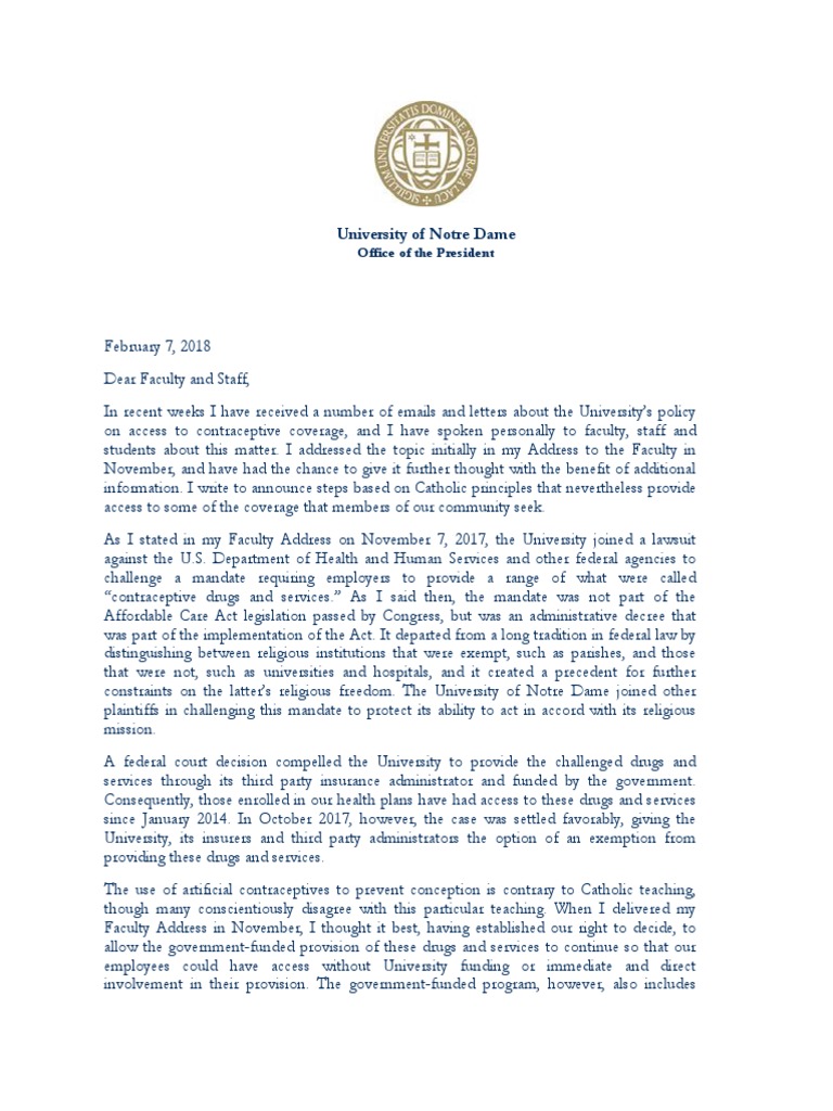 University of Notre Dame Letter | PDF | Catholic Church | Social ...