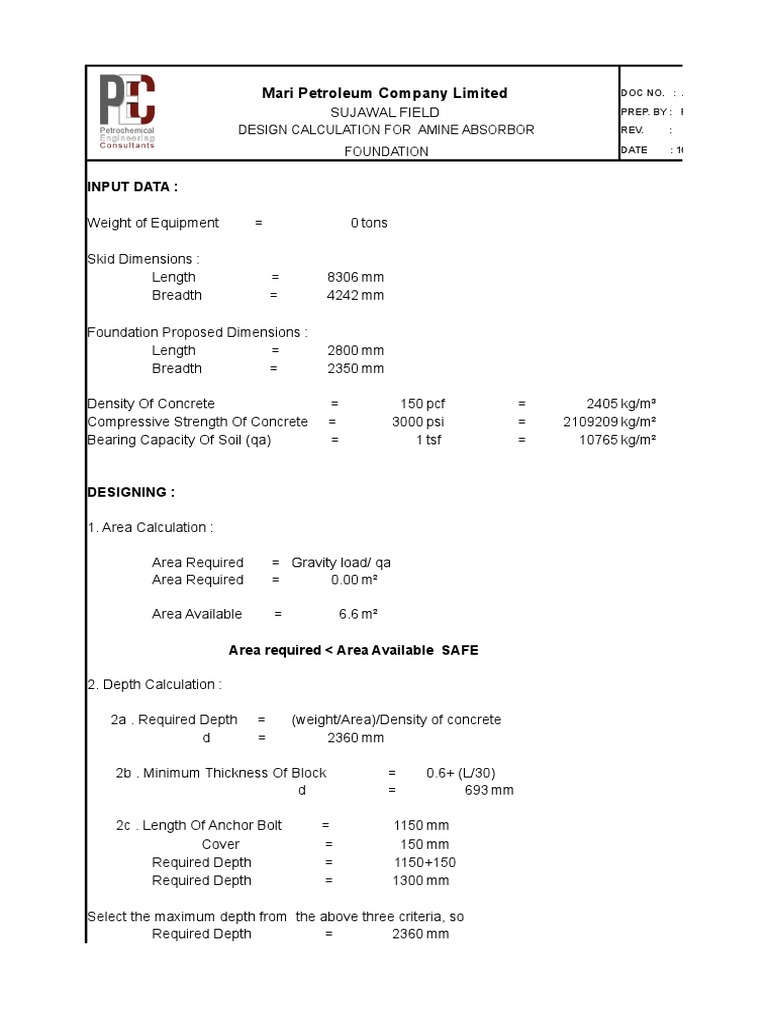 Design Calculation For Compressor Foundation | PDF | Mechanical ...