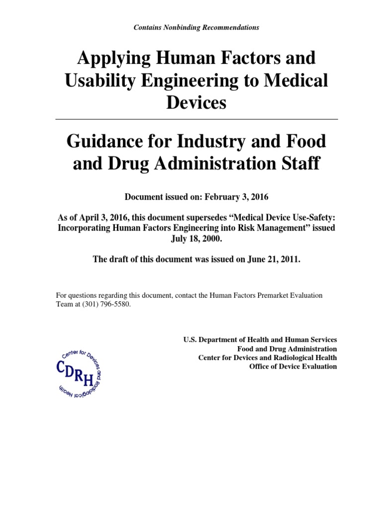 Human Factors in Medical Device Design | PDF | Food And Drug ...
