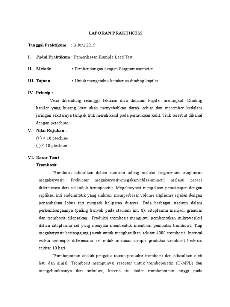 Pemeriksaan Rumple Leed Test | PDF