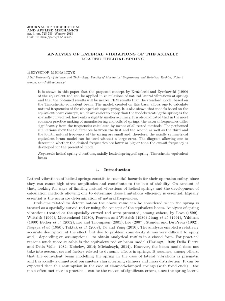 Lateral Vibrations of Axially Loaded Helical Springs | PDF | Finite Element Method | Helix