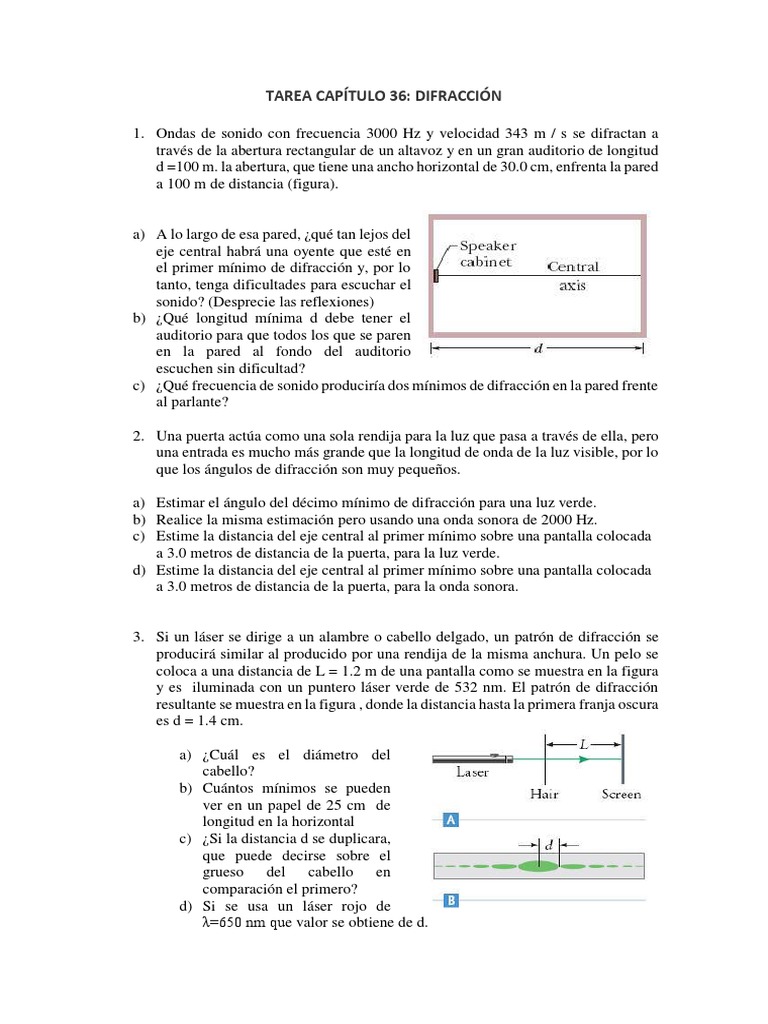 Tarea Cap. 36 Difracción | PDF | Difracción | Ligero