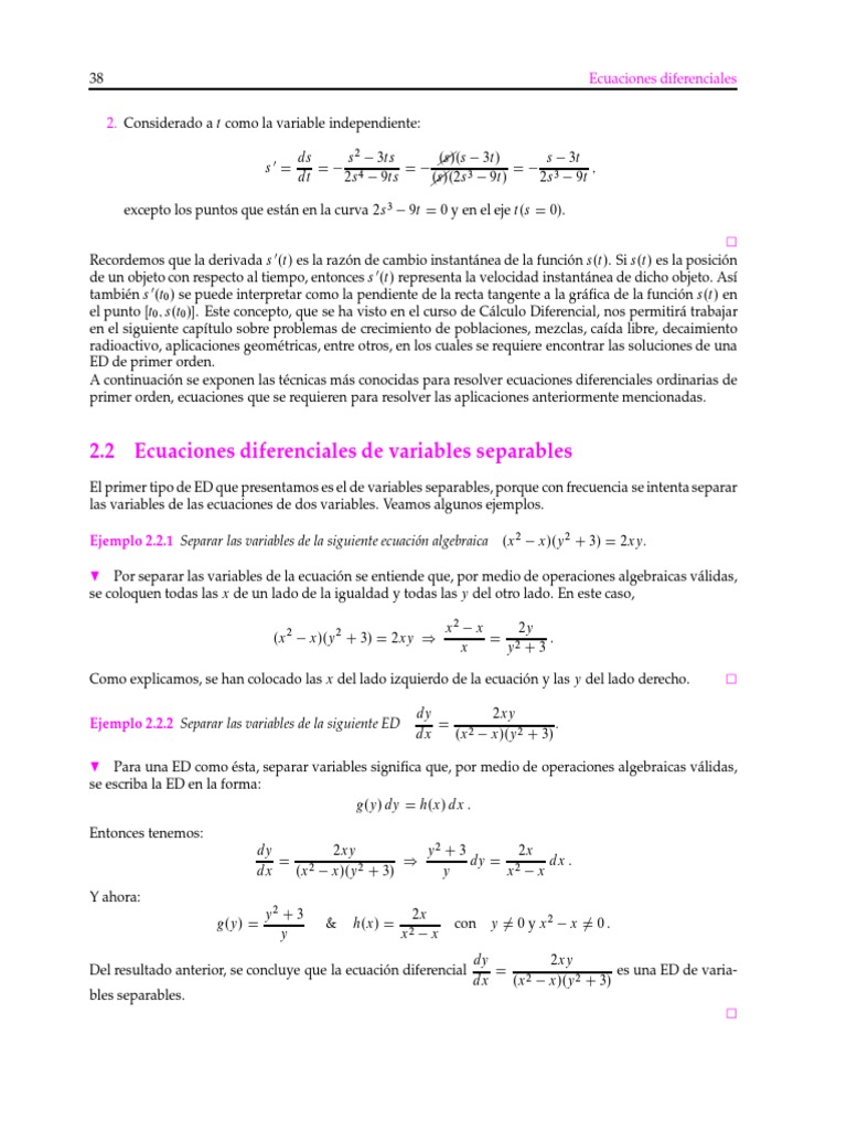 2 2 Variables Separables | PDF | Ecuaciones | Integral