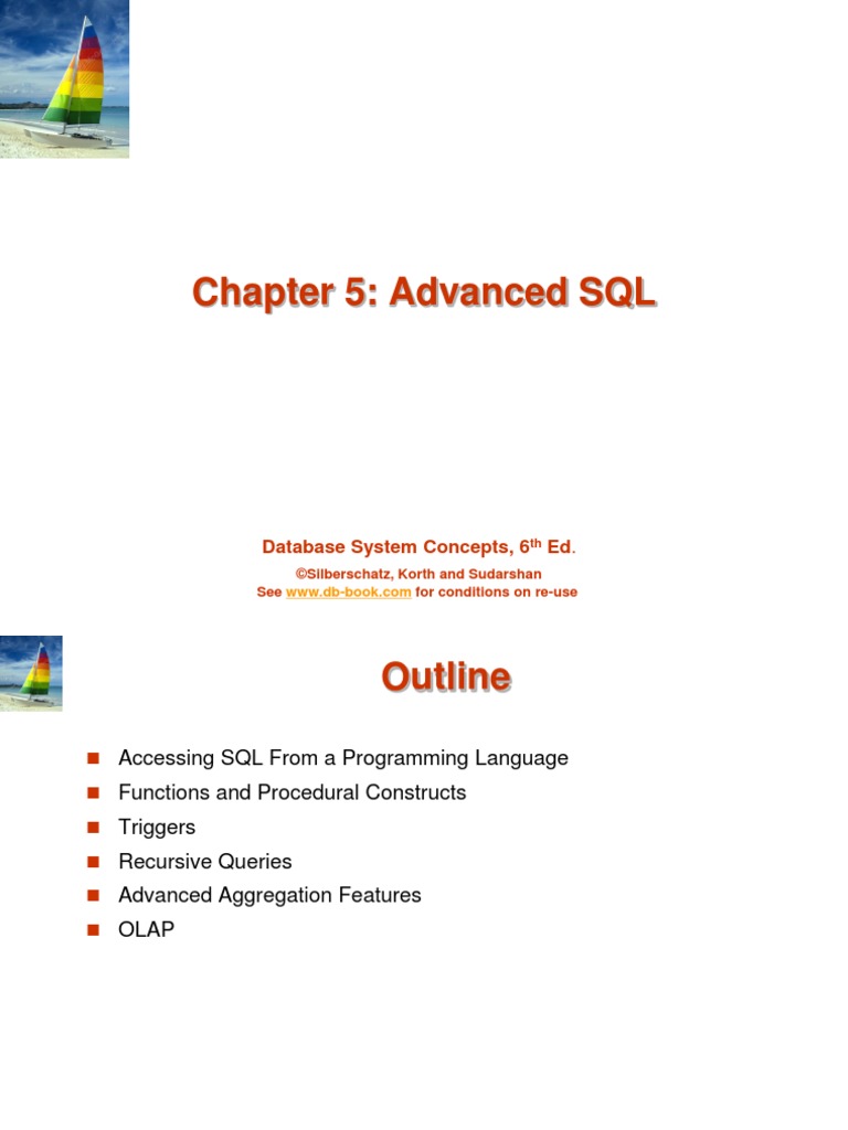 Chapter 5: Advanced SQL: Database System Concepts, 6 Ed | PDF | Sql | Databases