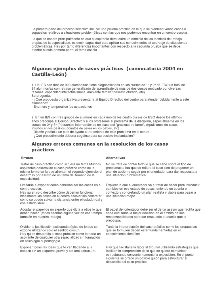 Ejemplos de Casos Prácticos Educativos | PDF | Evaluación | Conocimiento