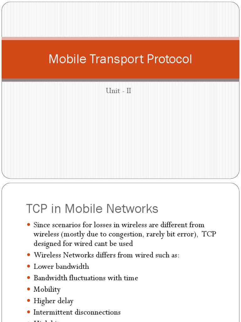 TCP Protocols for Mobile Networks | PDF | Transmission Control Protocol ...
