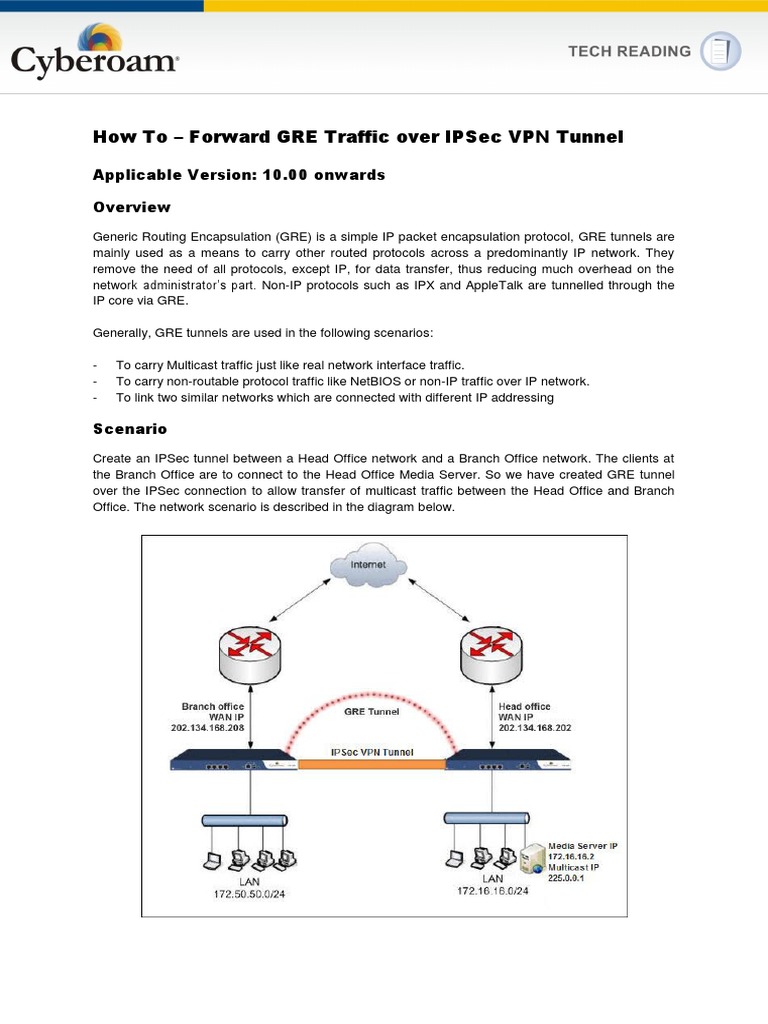 How To - Forward Gre Traffic Over Ipsec VPN Tunnel: Applicable Version ...