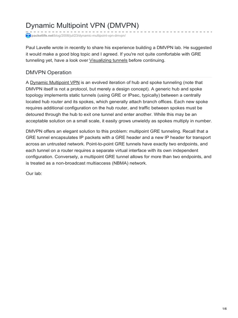 Dynamic Multipoint VPN DMVPN | Download Free PDF | Ip Address | Router ...